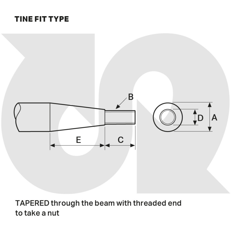 1100mm Extra H/Duty Tine, tapered point (M28 thread)