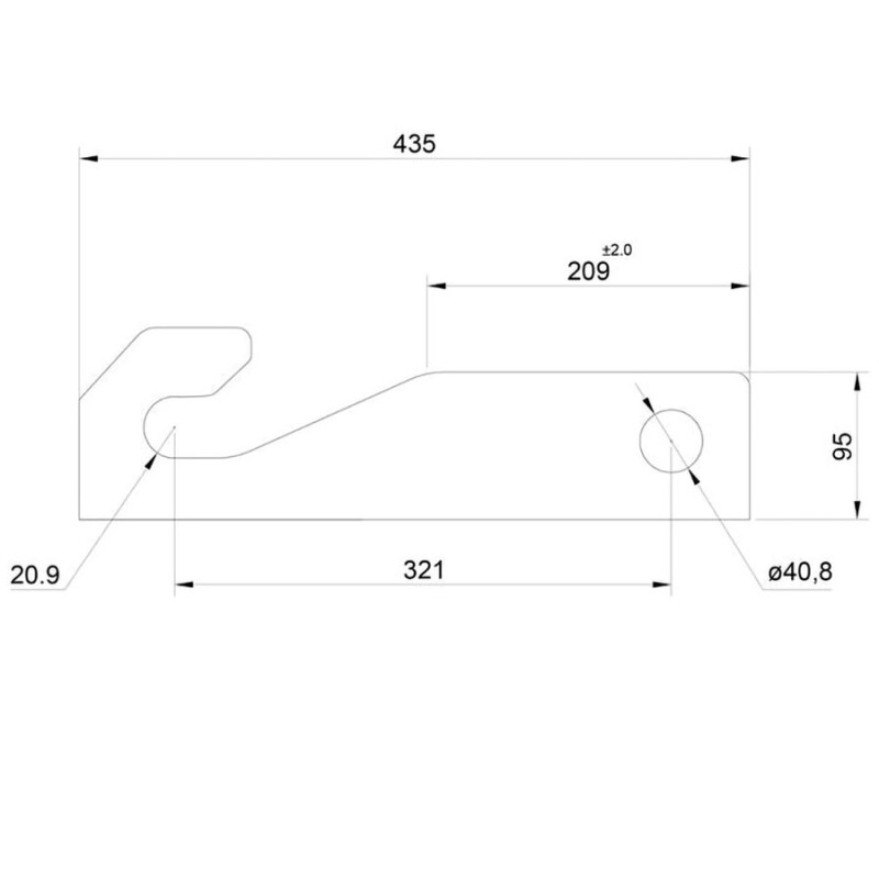 KRAMER Type Weld-on Attachment Bracket, 321mm with 40mm hole (1 pair)