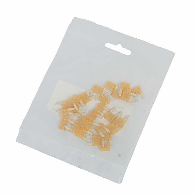 25 Amp Mini Blade Fuse (Clear), Pk 25