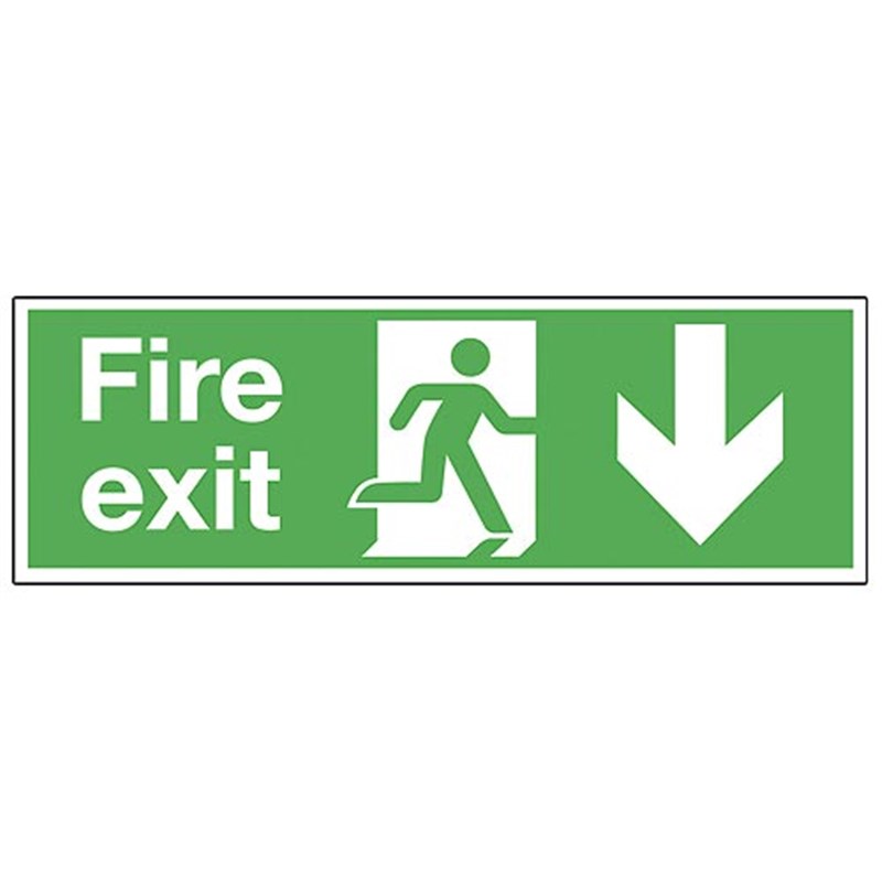 Fire Exit Down Arrow Sign 400 x 150 x 1mm