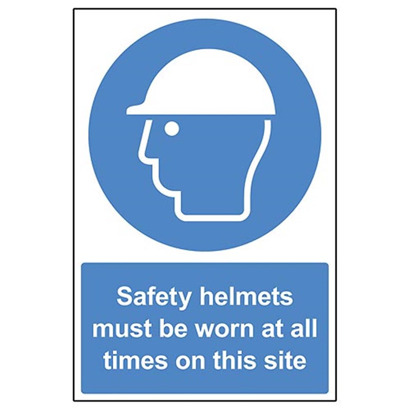 'Safety Helmets Must Be Worn At All Times' Safety Sign (400 x 600 x 4mm ...