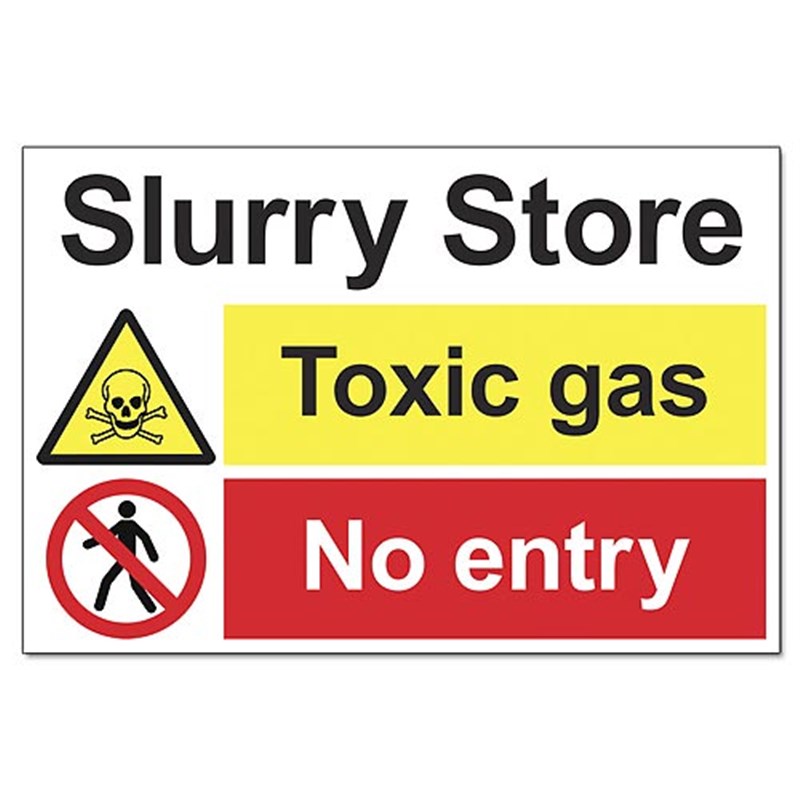 Slurry Store Toxic Gas No Entry (self-adhesive sticker) 300mm x 200mm