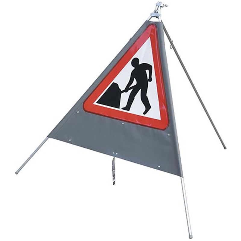 750mm Portable Road Works Sign (with plate provision)