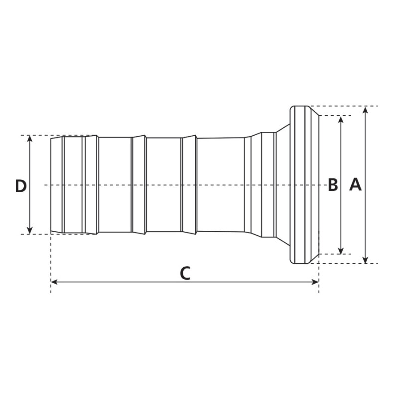 4" Female Connector with Hose Tail with Gasket Ring, Bauer Type (Non ...