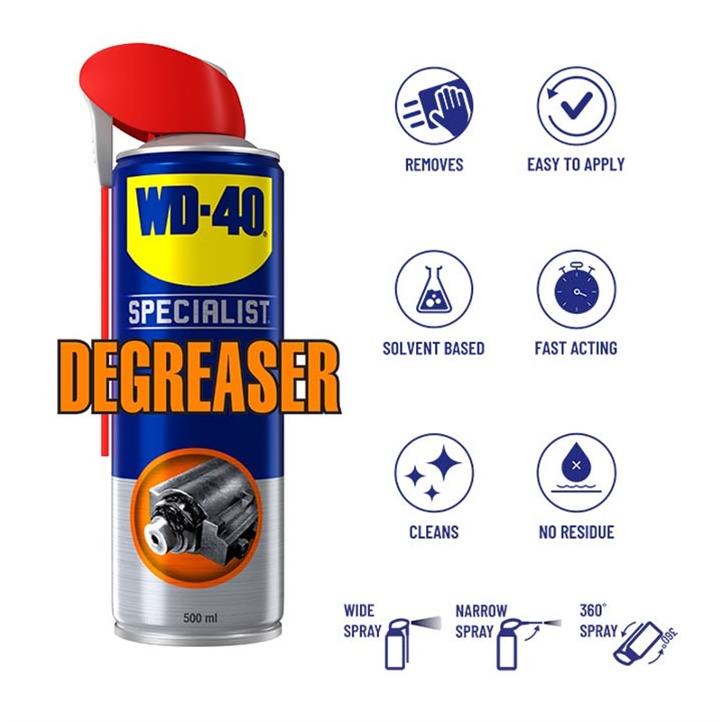 WD-40® Specialist Fast Acting Degreaser with Smart Straw, 500ml Aerosol